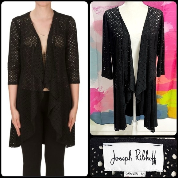 Joseph Ribkoff | Sweaters | Joseph Ribkoff Black Suede 34 Sleeve Drape ...